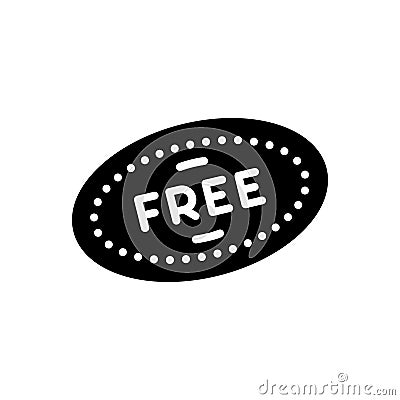 Black Solid Icon For Free, Liberated And Label Cartoon Vector ...