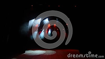 Free Stage with Red Lights, Lighting Devices, Smoke Fog. Stock Footage ...