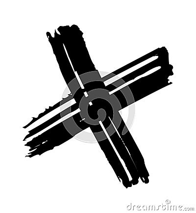 Freehand Drawing Plus Brushstroke Symbol Vector Illustration ...