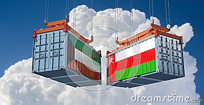 Freight Containers With Kuwait And Oman Flag. Royalty-Free Stock ...