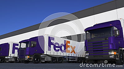 Freight Semi Trucks with FedEx Logo Loading or Unloading at Warehouse ...