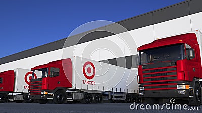 Freight Semi Trucks with Target Corporation Logo Loading or Unloading ...