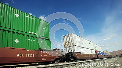 Freight train stock video. Video of cargo, boxes, tracks - 48413395