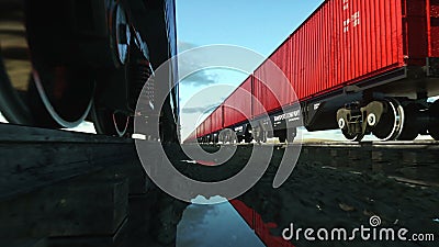 Freight Train with Cargo Containers. Logystic Concept. Realistic ...