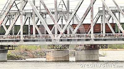 Freight Train Goes Over the Bridge Stock Video - Video of bridge ...