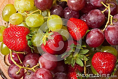 Fresh Strawberries And Grapes Stock Photography - Image: 14214502