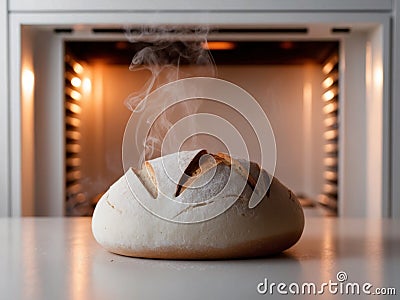 Freshly Baked Loaf Of Bread Rising In A Warm Oven. Stock Photo ...