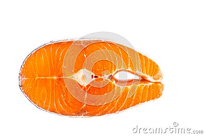 Freshly Cut Cross-section Of Salmon Blocks On White Background Royalty ...