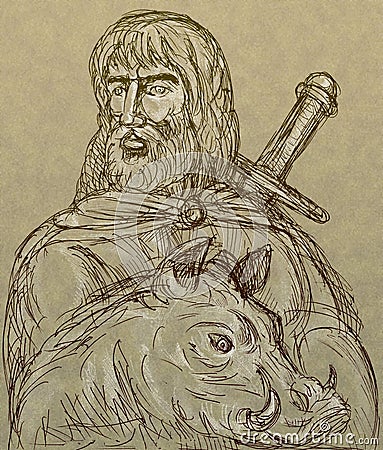 Frey Norse God Sword Boar Stock Photography - Image: 12500342