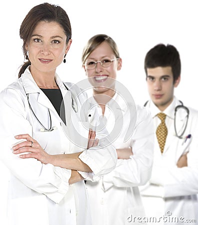 Friendly Young Doctors Smiling Over A White Backgr Stock Image ...