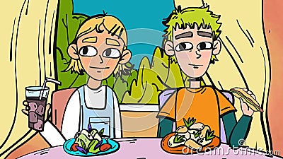 Friends Having a Dinner Cartoon Animation Stock Video - Video of kids ...