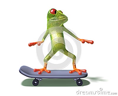 Frog On A Skateboard Royalty Free Stock Images - Image: 3253649