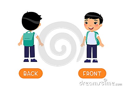 FRONT And BACK Antonyms Word Card Vector Template. Flashcard For ...