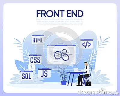 Front End. Software Development. Programming Code. Vector Illustration ...