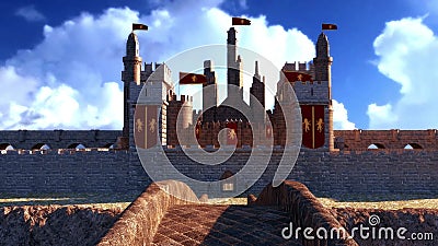 In Front of a Medieval Castle in a Sunny Day - Loop Epic Landscape ...