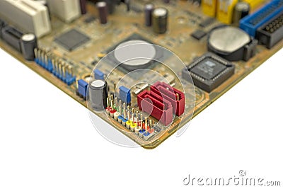 Front Panel Connectors On Computer Motherboard Stock Photo ...