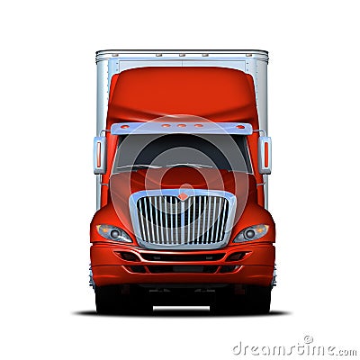 Front View Rendering Of Red And White Semi-truck Stock Images - Image ...