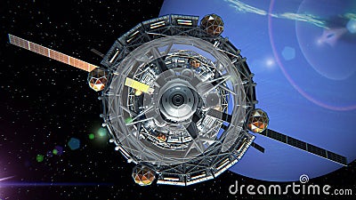 Front View of Spaceship on Background of Neptune Stock Video - Video of ...