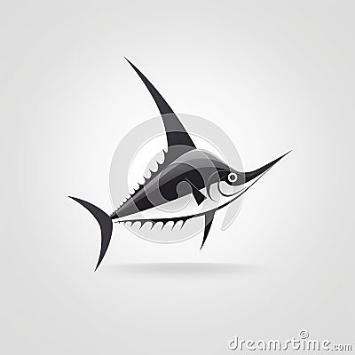 Front View Swordfish Black And White Silhouette Logo Design Stock Image ...