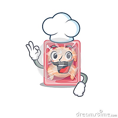 Frozen Chicken Chef Cartoon Design Style Wearing White Hat Vector ...