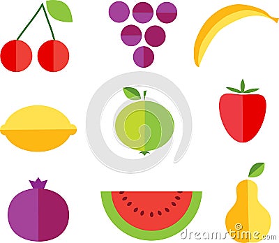 Gorgeous Shiny Fruit Icon Set Stock Vector - Illustration of berry ...