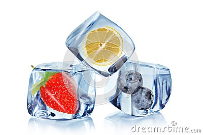 Fruit In Ice Cubes Royalty Free Stock Photos - Image: 25702328