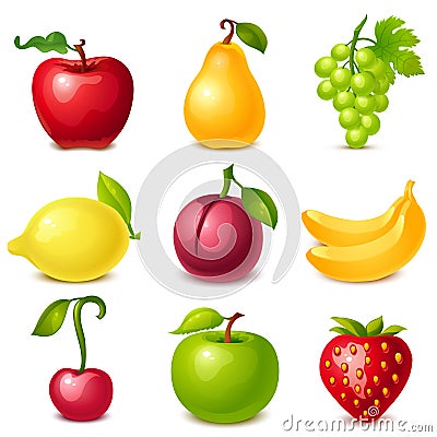 Gorgeous Shiny Fruit Icon Set Stock Vector - Illustration of berry ...