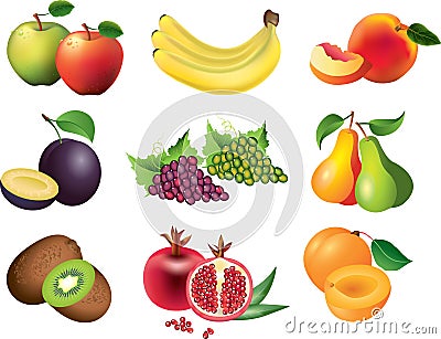 Gorgeous Shiny Fruit Icon Set Stock Vector - Illustration of berry ...