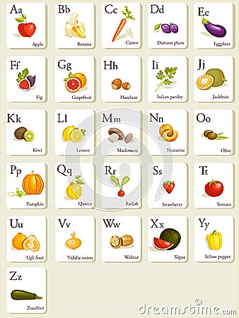 Fruits And Vegetables Alphabet Cards Royalty Free Stock Images - Image ...