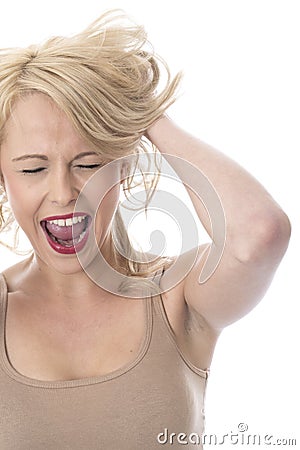 Frustrated Angry Cross Young Woman Screaming Royalty-Free Stock ...