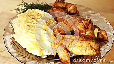 Fryed Chicken Wings and Mashed Potatoes Stock Footage - Video of fresh ...