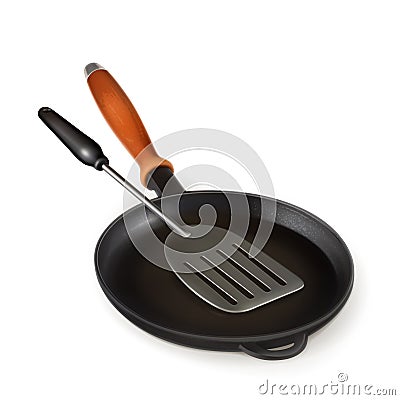 Frying Pan And Spatula Stock Vector - Image: 57039354