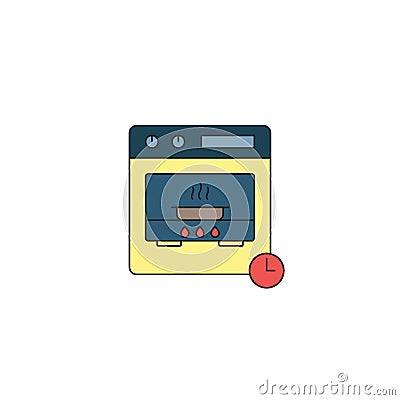 Frying Time Or Oven With Timer Vector Icon Symbol Cooking Isolated On ...