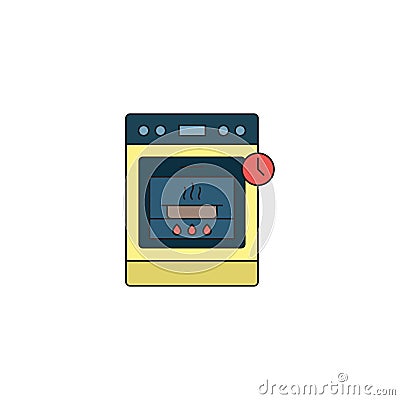 Frying Time Or Oven With Timer Vector Icon Symbol Cooking Isolated On ...