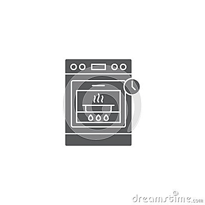 Frying Time Or Oven With Timer Vector Icon Symbol Cooking Isolated On ...
