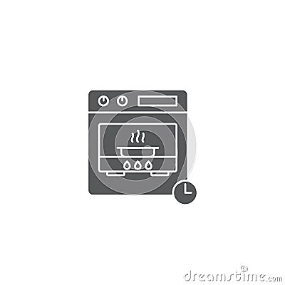 Frying Time Or Oven With Timer Vector Icon Symbol Cooking Isolated On ...