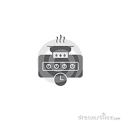 Frying Time Or Oven With Timer Vector Icon Symbol Cooking Isolated On ...