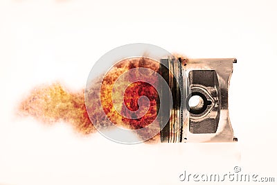 Fuel Burning On Top Of Engine Piston. Burning Fire Flame On Engine ...