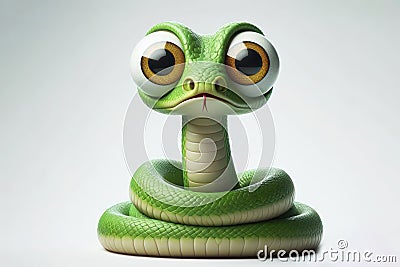 Full Body Funny Portrait Of Surprised Green Snake With Bulging Big Eyes ...