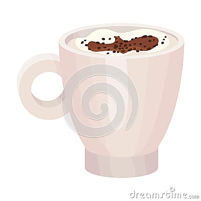 Full Ceramic Cup Of Coffee With Foam Topping With Chocolate Crumbs ...