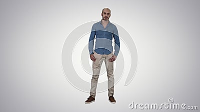 Strict Man Standing and Looking into Camera on Gradient Background ...