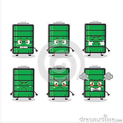 Fully Charge Battery Cartoon Character With Various Angry Expressions ...