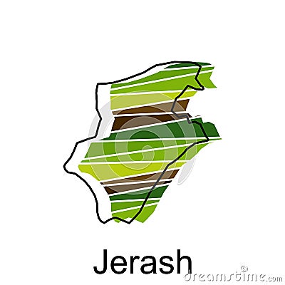 Fully Editable Map Of Jerash, Vector Map Of Jordan With Named ...