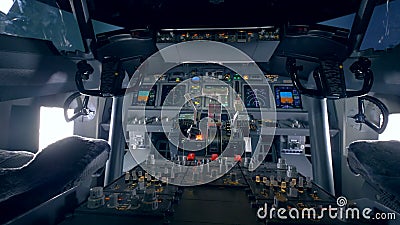 Empty Cabin Cockpit of an Aircraft from the Inside. Pilot Cabin of an ...