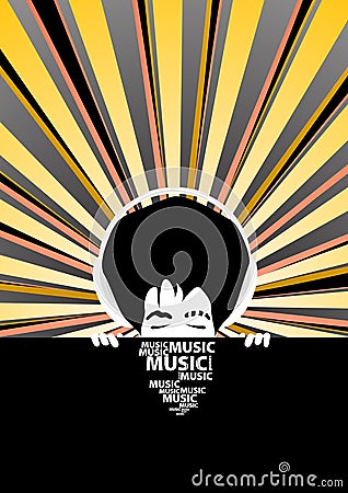 Funky Music Poster With Cool Man With Headphones Stock Images - Image ...