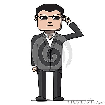 Funny Cartoon Bodyguard. Security. Vector | CartoonDealer.com #36886104
