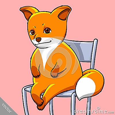 Funny Cartoon Cute Fat Fox Vector Illustration Stock Vector - Image ...