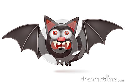 Funny Cartoon Halloween Angry Bat Character. Stock Illustration - Image ...