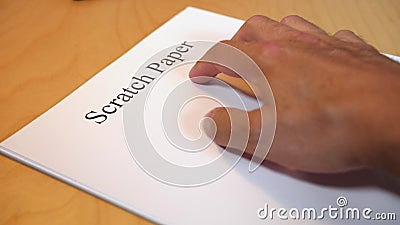 Funny Concept Hand Scratching on Stack of Blank Paper Stock Footage ...