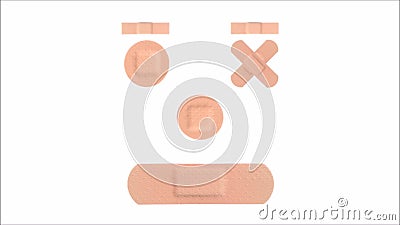 Funny Face with Various Strips of ADHESIVE BANDAGES PLASTER Stock ...